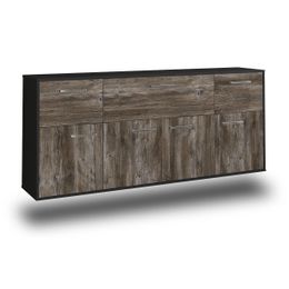 Stil.Zeit Sideboard Roseville | Korpus Anthrazit | Treibholz hängend mit Griffen (180x79x35cm)