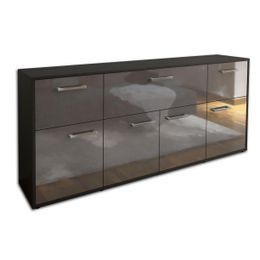 Stil.Zeit Sideboard Gianna | Korpus Anthrazit | Grau mit Griffen (180x79x35cm)