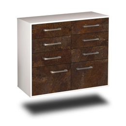 Stil.Zeit Sideboard Des Moines | Korpus Weiß | Rost hängend mit Griffen (92x79x35cm)