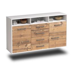 Stil.Zeit Sideboard Salem | Korpus Weiß | Pinie hängend mit Griffen (136x79x35cm)