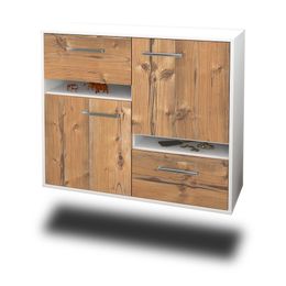 Stil.Zeit Sideboard Irvine | Korpus Weiß | Pinie hängend mit Griffen (92x79x35cm)