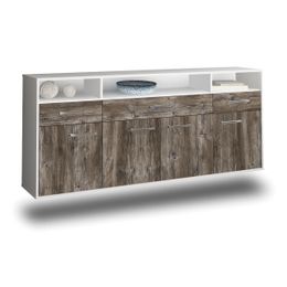 Stil.Zeit Sideboard Simi Valley | Korpus Weiß | Treibholz hängend mit Griffen (180x79x35cm)