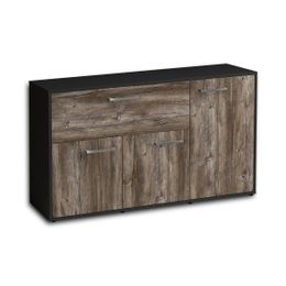 Stil.Zeit Sideboard Edera | Korpus Anthrazit | Treibholz mit Griffen (136x79x35cm)