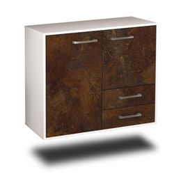 Stil.Zeit Sideboard Sunrise Manor | Korpus Weiß | Rost hängend mit Griffen (92x79x35cm)