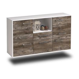 Stil.Zeit Sideboard Pomona | Korpus Weiß | Treibholz hängend mit Griffen (136x79x35cm)