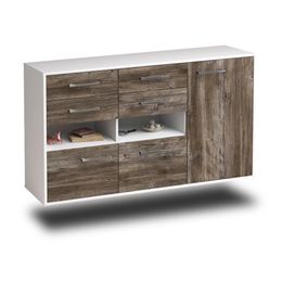 Stil.Zeit Sideboard Santa Rosa | Korpus Weiß | Treibholz hängend mit Griffen (136x79x35cm)