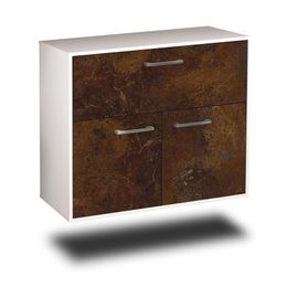 Stil.Zeit Sideboard Irving | Korpus Weiß | Rost hängend mit Griffen (92x79x35cm)