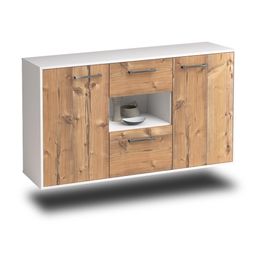 Stil.Zeit Sideboard Tallahassee | Korpus Weiß | Pinie hängend mit Griffen (136x79x35cm)