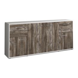 Stil.Zeit Sideboard Gemma | Korpus Weiß | Treibholz mit Griffen (180x79x35cm)