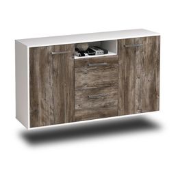 Stil.Zeit Sideboard Dayton | Korpus Weiß | Treibholz hängend mit Griffen (136x79x35cm)