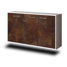 Stil.Zeit Sideboard Chattanooga | Korpus Weiß | Rost hängend mit Griffen (136x79x35cm)