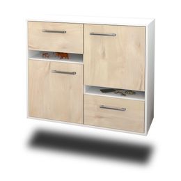 Stil.Zeit Sideboard Irvine | Korpus Weiß | Zeder hängend mit Griffen (92x79x35cm)