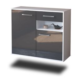 Stil.Zeit Sideboard Augusta | Korpus Weiß | Grau hängend mit Griffen (92x79x35cm)