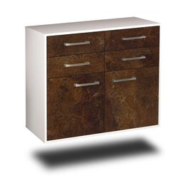 Stil.Zeit Sideboard Grand Rapids | Korpus Weiß | Rost hängend mit Griffen (92x79x35cm)