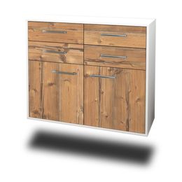 Stil.Zeit Sideboard Grand Rapids | Korpus Weiß | Pinie hängend mit Griffen (92x79x35cm)