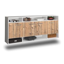 Stil.Zeit Sideboard Provo | Korpus Weiß | Pinie hängend mit Griffen (180x79x35cm)