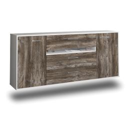 Stil.Zeit Sideboard McKinney | Korpus Weiß | Treibholz hängend mit Griffen (180x79x35cm)