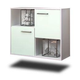 Stil.Zeit Sideboard Modesto | Korpus Weiß | Mint hängend mit Griffen (92x79x35cm)