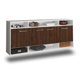 Stil.Zeit Sideboard Provo | Korpus Weiß | Walnuss hängend mit Griffen (180x79x35cm)