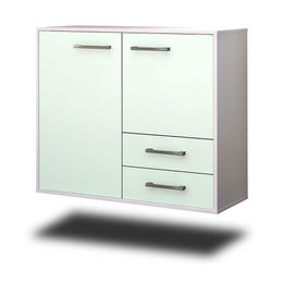 Stil.Zeit Sideboard Sunrise Manor | Korpus Weiß | Mint hängend mit Griffen (92x79x35cm)