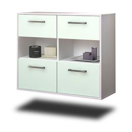 Stil.Zeit Sideboard Richmond | Korpus Weiß | Mint hängend mit Griffen (92x79x35cm)