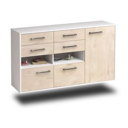 Stil.Zeit Sideboard Santa Rosa | Korpus Weiß | Zeder hängend mit Griffen (136x79x35cm)