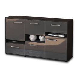 Stil.Zeit Sideboard Egizia | Korpus Anthrazit | Grau mit Griffen (136x79x35cm)