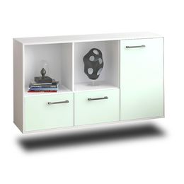 Stil.Zeit Sideboard Springfield | Korpus Weiß | Mint hängend mit Griffen (136x79x35cm)