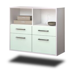 Stil.Zeit Sideboard Moreno Valley | Korpus Weiß | Mint hängend mit Griffen (92x79x35cm)