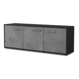 Stil.Zeit Lowboard Allegra | Korpus Anthrazit | Beton mit Griffen (136x49x35cm)