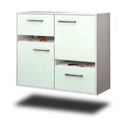 Stil.Zeit Sideboard Irvine | Korpus Weiß | Mint hängend mit Griffen (92x79x35cm)