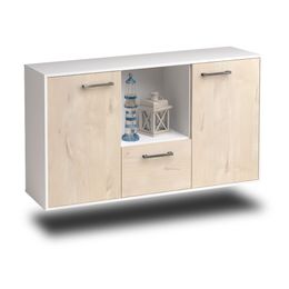 Stil.Zeit Sideboard Garden Grove | Korpus Weiß | Zeder hängend mit Griffen (136x79x35cm)