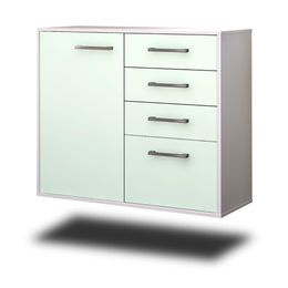 Stil.Zeit Sideboard Tacoma | Korpus Weiß | Mint hängend mit Griffen (92x79x35cm)