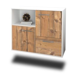 Stil.Zeit Sideboard Boise | Korpus Weiß | Pinie hängend mit Griffen (92x79x35cm)