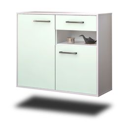 Stil.Zeit Sideboard Augusta | Korpus Weiß | Mint hängend mit Griffen (92x79x35cm)