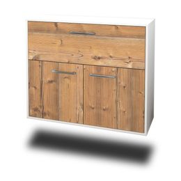 Stil.Zeit Sideboard Irving | Korpus Weiß | Pinie hängend mit Griffen (92x79x35cm)