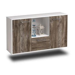 Stil.Zeit Sideboard Garden Grove | Korpus Weiß | Treibholz hängend mit Griffen (136x79x35cm)