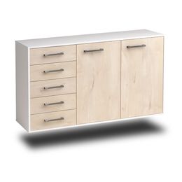 Stil.Zeit Sideboard Peoria | Korpus Weiß | Zeder hängend mit Griffen (136x79x35cm)