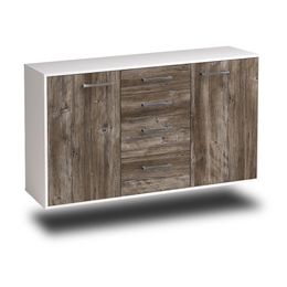 Stil.Zeit Sideboard Corona | Korpus Weiß | Treibholz hängend mit Griffen (136x79x35cm)