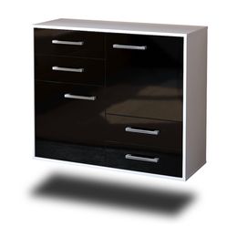 Stil.Zeit Sideboard Little Rock | Korpus Weiß | Schwarz hängend mit Griffen (92x79x35cm)