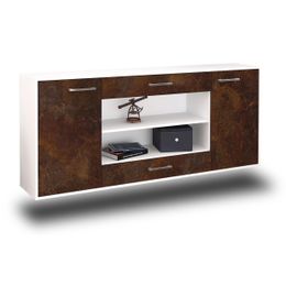 Stil.Zeit Sideboard Olathe | Korpus Weiß | Rost hängend mit Griffen (180x79x35cm)