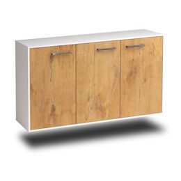 Stil.Zeit Sideboard Chattanooga | Korpus Weiß | Eiche hängend mit Griffen (136x79x35cm)