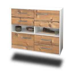 Stil.Zeit Sideboard Oxnard | Korpus Weiß | Pinie hängend mit Griffen (92x79x35cm)