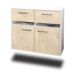 Stil.Zeit Sideboard Fort Lauderdale | Korpus Weiß | Zeder hängend mit Griffen (92x79x35cm)