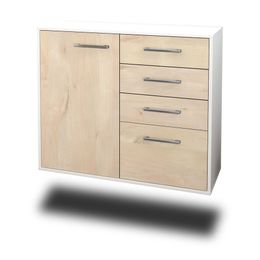 Stil.Zeit Sideboard Tacoma | Korpus Weiß | Zeder hängend mit Griffen (92x79x35cm)