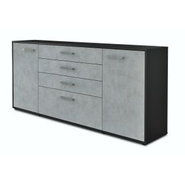 Stil.Zeit Sideboard Eleni | Korpus Anthrazit | Beton mit Griffen (180x79x35cm)