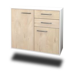 Stil.Zeit Sideboard Huntington Beach | Korpus Weiß | Zeder hängend mit Griffen (92x79x35cm)