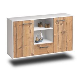 Stil.Zeit Sideboard Oceanside | Korpus Weiß | Pinie hängend mit Griffen (136x79x35cm)