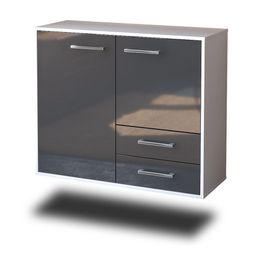 Stil.Zeit Sideboard Sunrise Manor | Korpus Weiß | Grau hängend mit Griffen (92x79x35cm)