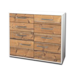 Stil.Zeit Sideboard Celeste | Korpus Weiß | Pinie mit Griffen (92x79x35cm)